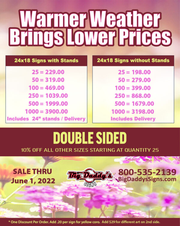 Weekly Specials | Big Daddys Signs