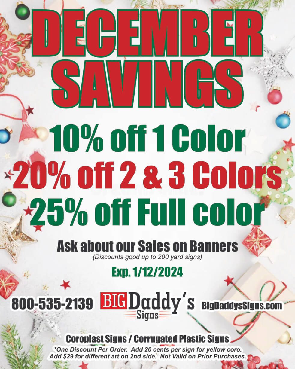 Check out Our Weekly Special Signage - Big Daddys Signs
